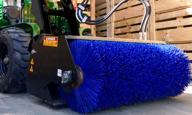 Open Face Bucket Broom | Compact Utility Loader Attachments | Kanga Loaders